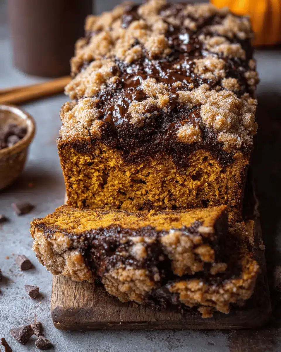 pumpkin chocolate chip streusel bread